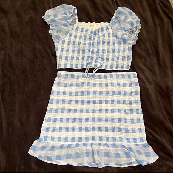 No Boundaries | Skirts | Summer 2 Piece Set Blue White Checkered Plus ...